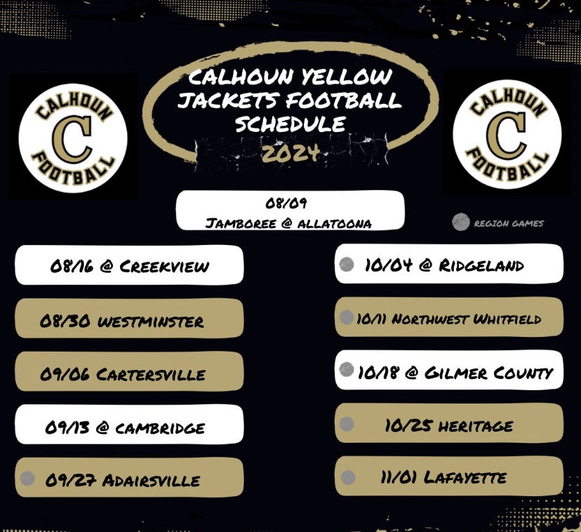 Calhouns Football Schedule