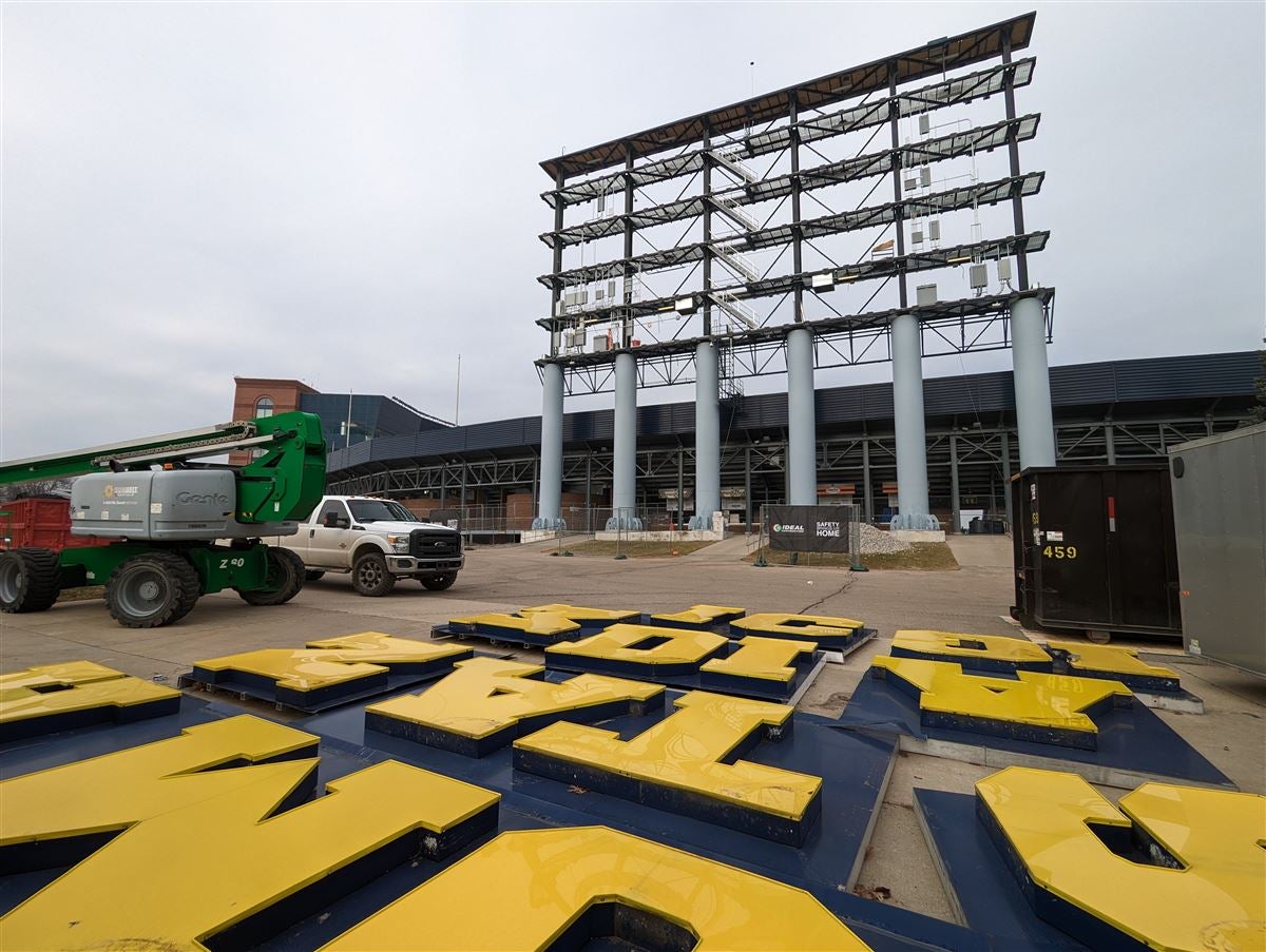 Photos: Michigan Stadium scoreboard improvement project underway
