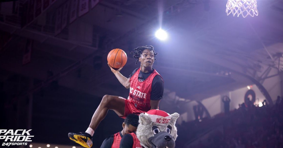 WATCH: Trey Parker Jr. dunks over Mr. Wuf in NC State dunk contest