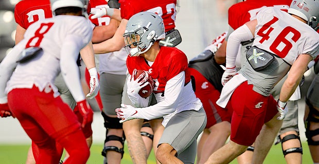 Running backs make their mark on Day 9 of spring ball at WSU