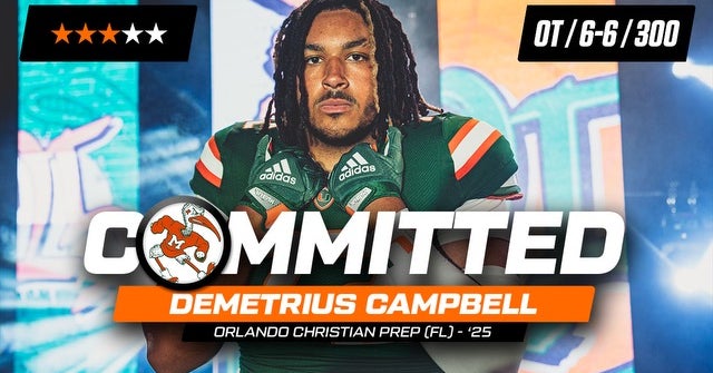 OT Demetrius Campbell, a one-time basketball player, commits to Miami