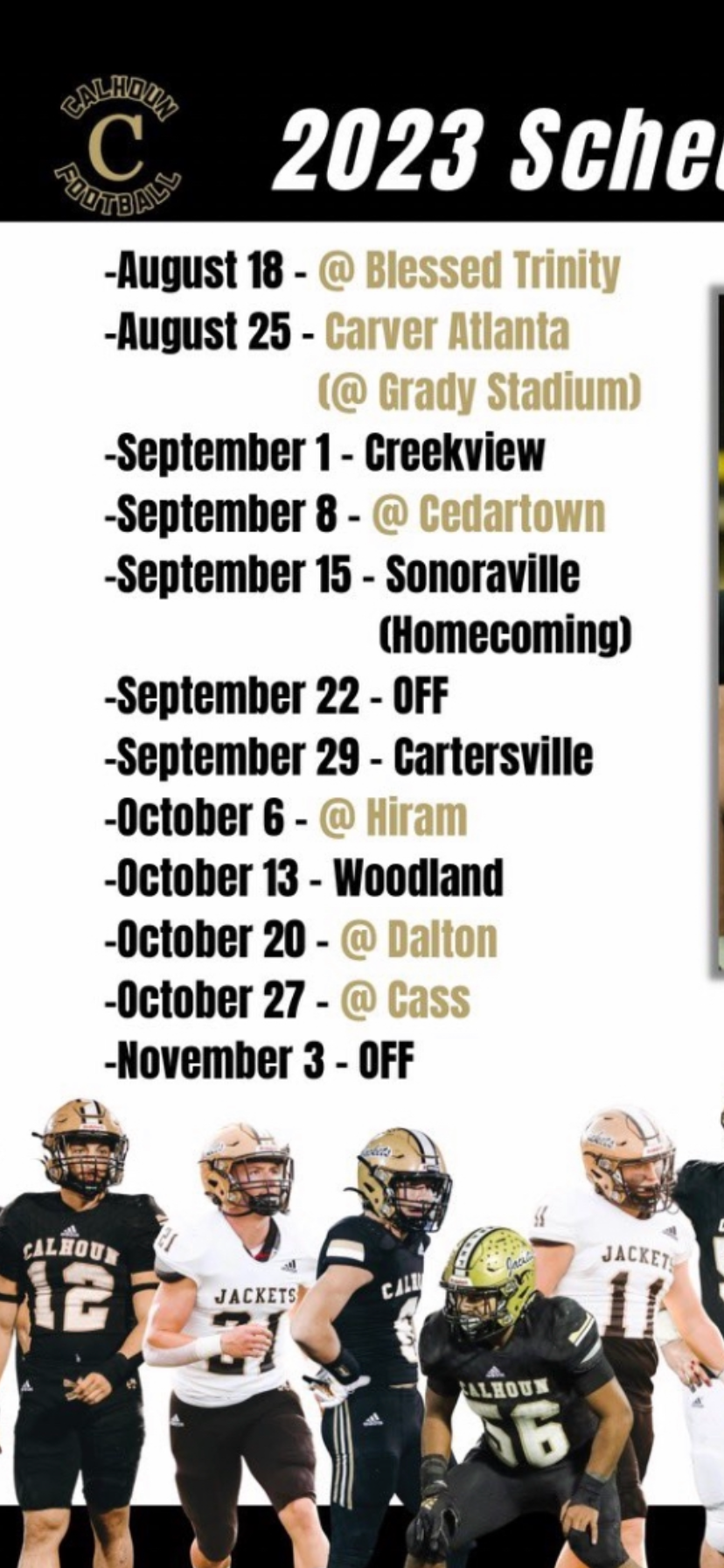 Calhoun Schedule is out