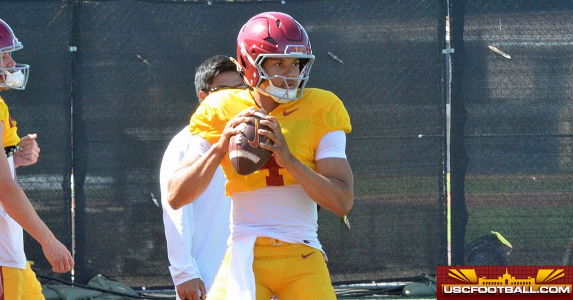 USC QB coach Luke Huard evaluates Husan Longtreet's training camp progress