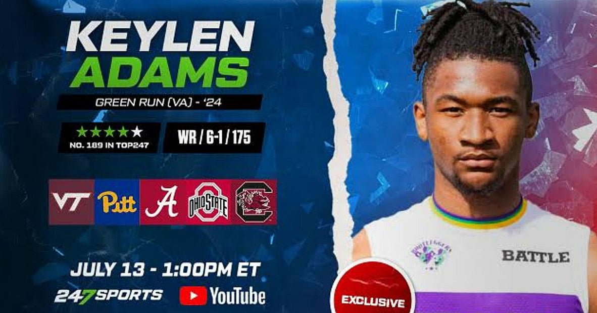 Top247 WR Keylen Adams set for Thursday announcement on 247Sports ...