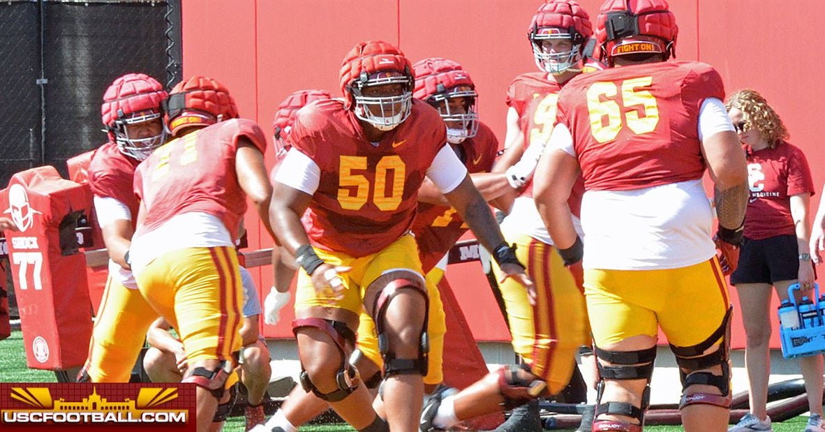 WATCH: USC offensive line, defensive line individual drills from spring ...