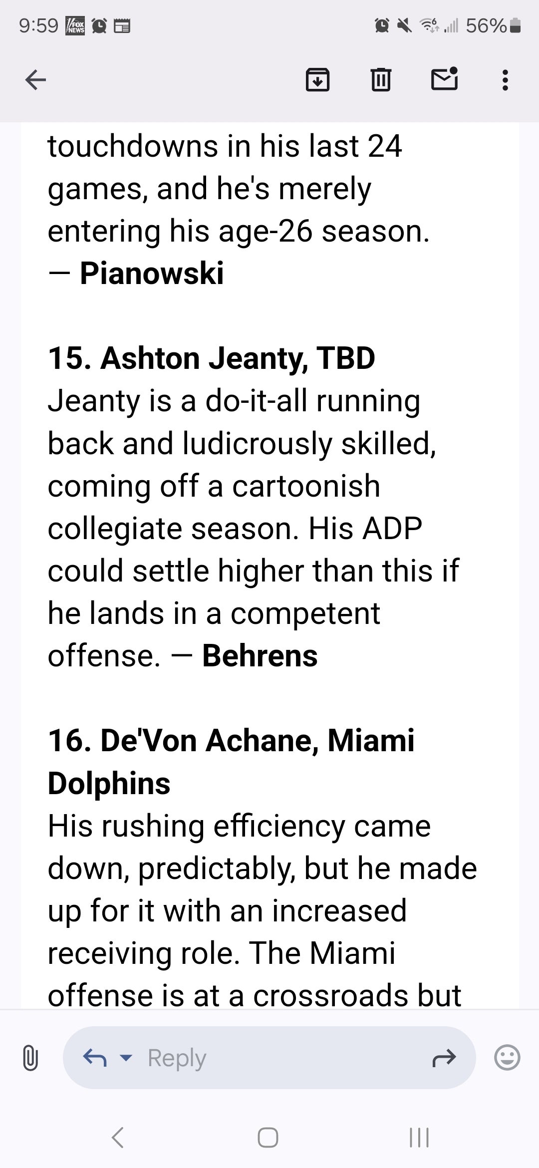 Yahoo 25' mock fantasy draft top picks