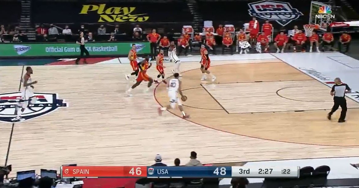 WATCH: Keldon Johnson throws down monster dunk vs. Spain