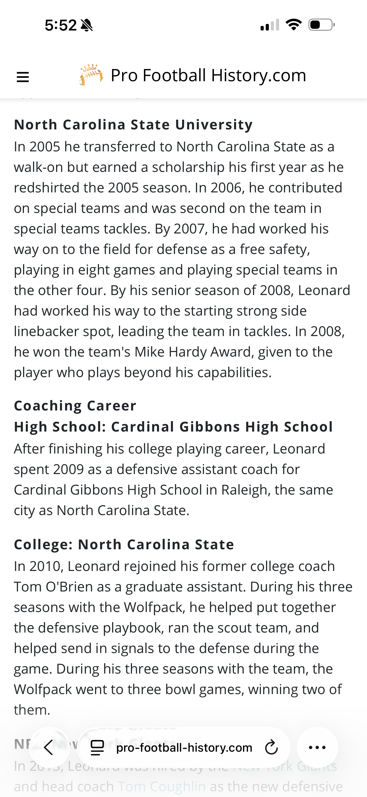 Former Wolfpack LB named DC for the Raiders