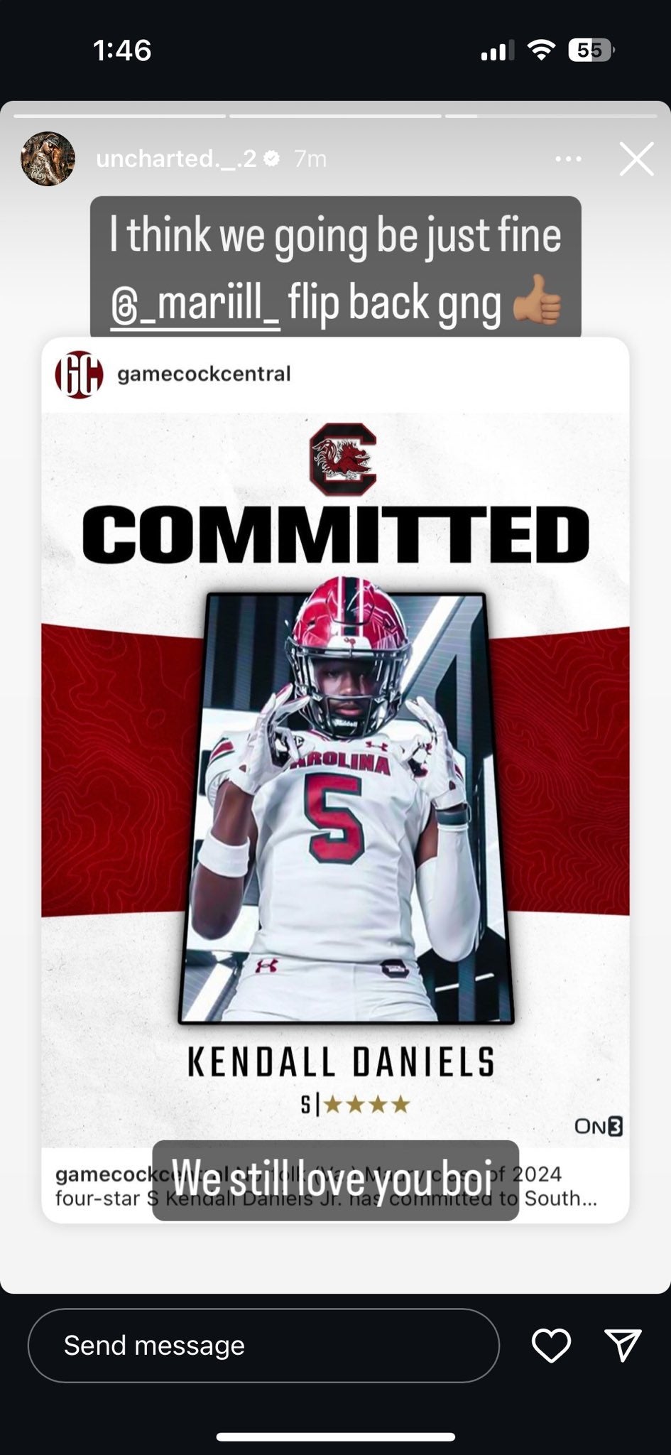 Caleb Williams is locked in and recruiting for us