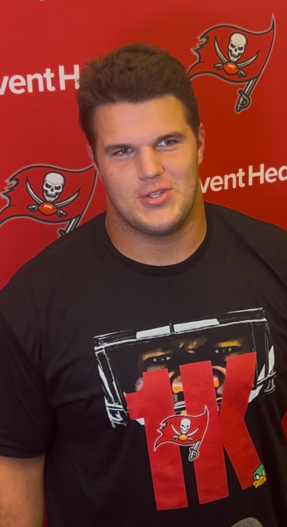 BUcky's gift to his Tampa Bay OL- it's a bit fowl.