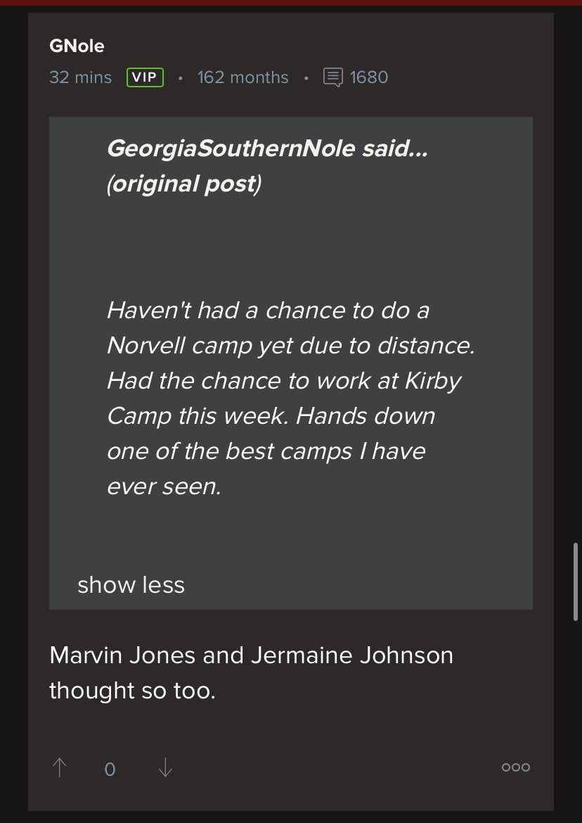Gold FSU thread about our recent camp