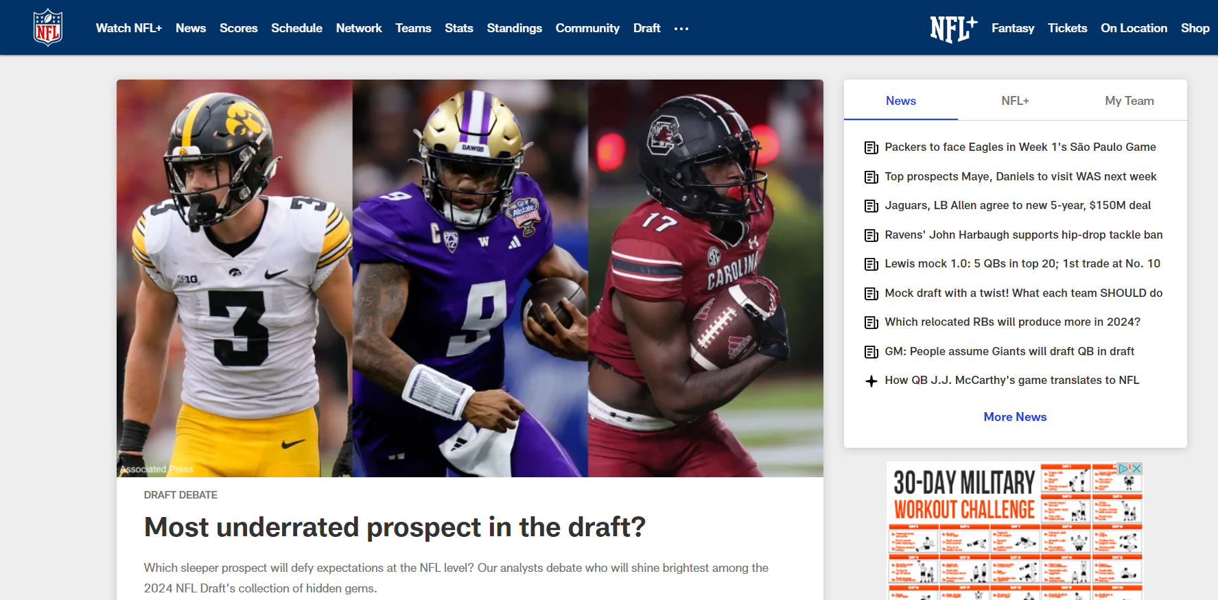 XL on the front page of NFL.com