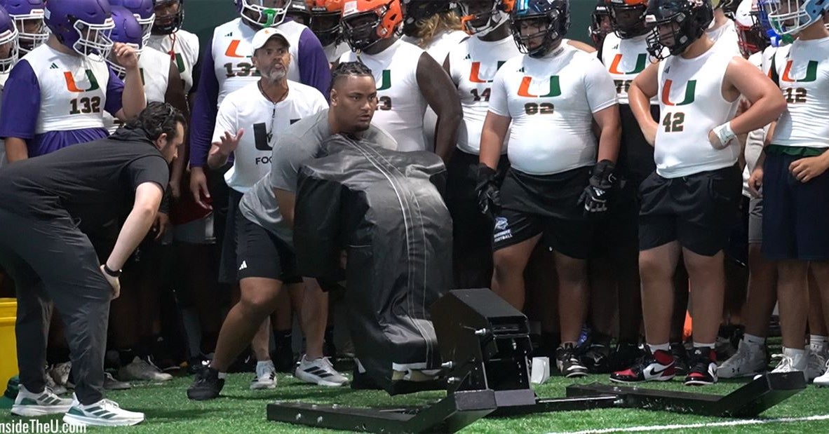 VIDEO: Miami offensive linemen in drills at Big Man Camp