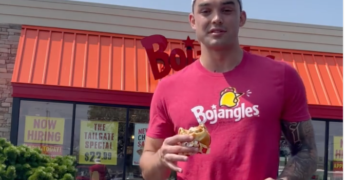 WATCH: UNC's Beau Corrales Promotes Bojangles Chicken Sandwich