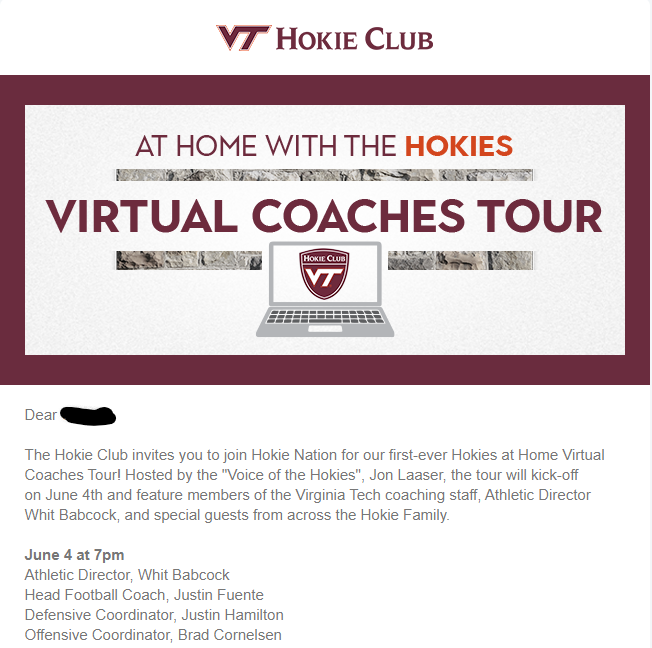 Hokie Club Virtual Coaches Tour