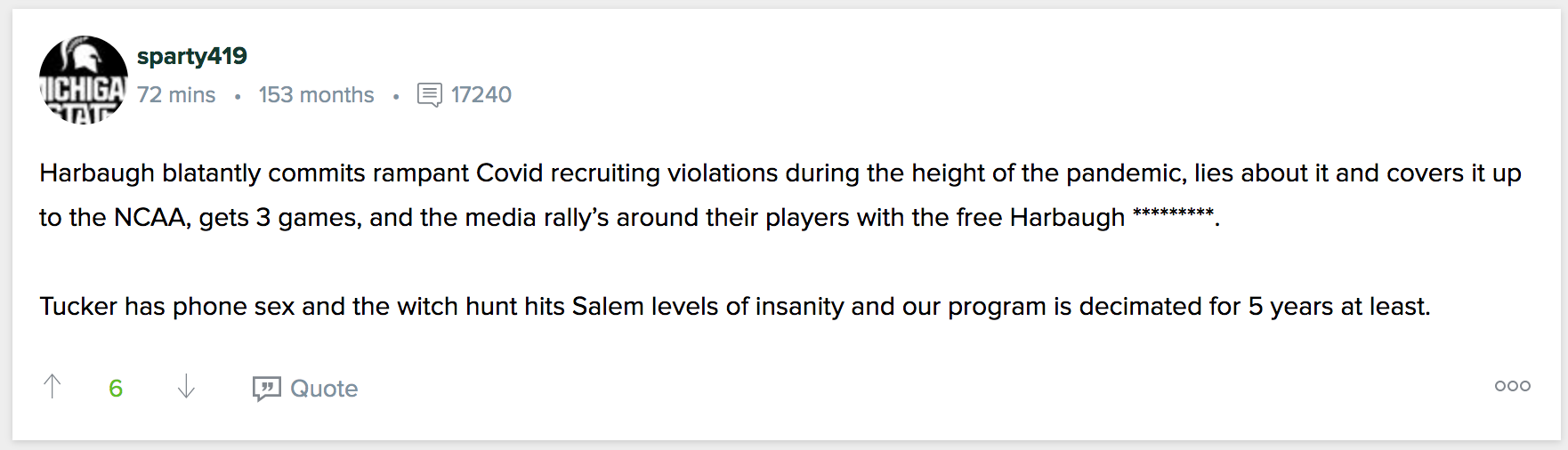 Bump when you read something absurd on Bucknuts or RCMB