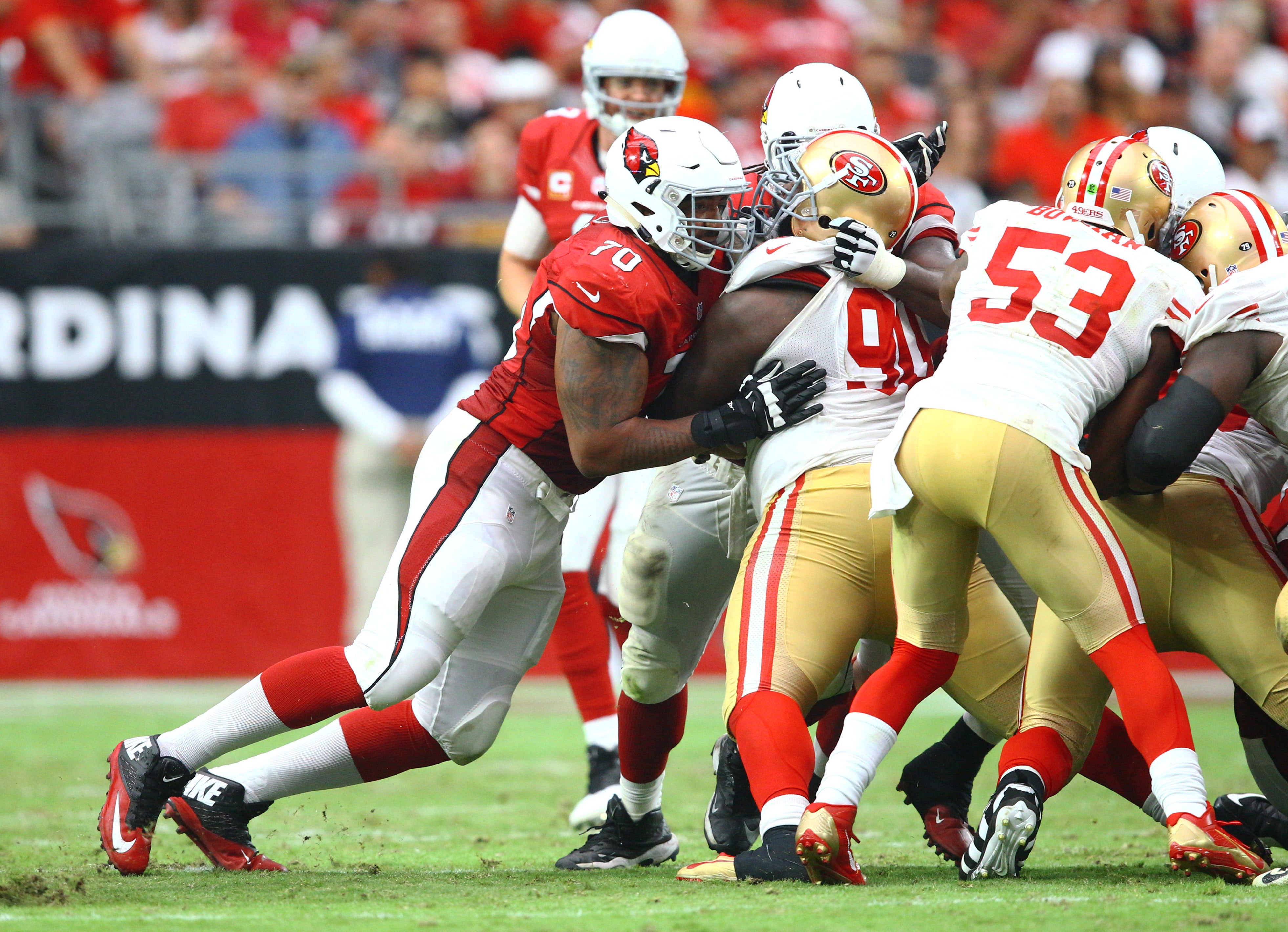 Offensive linemen gaining strength