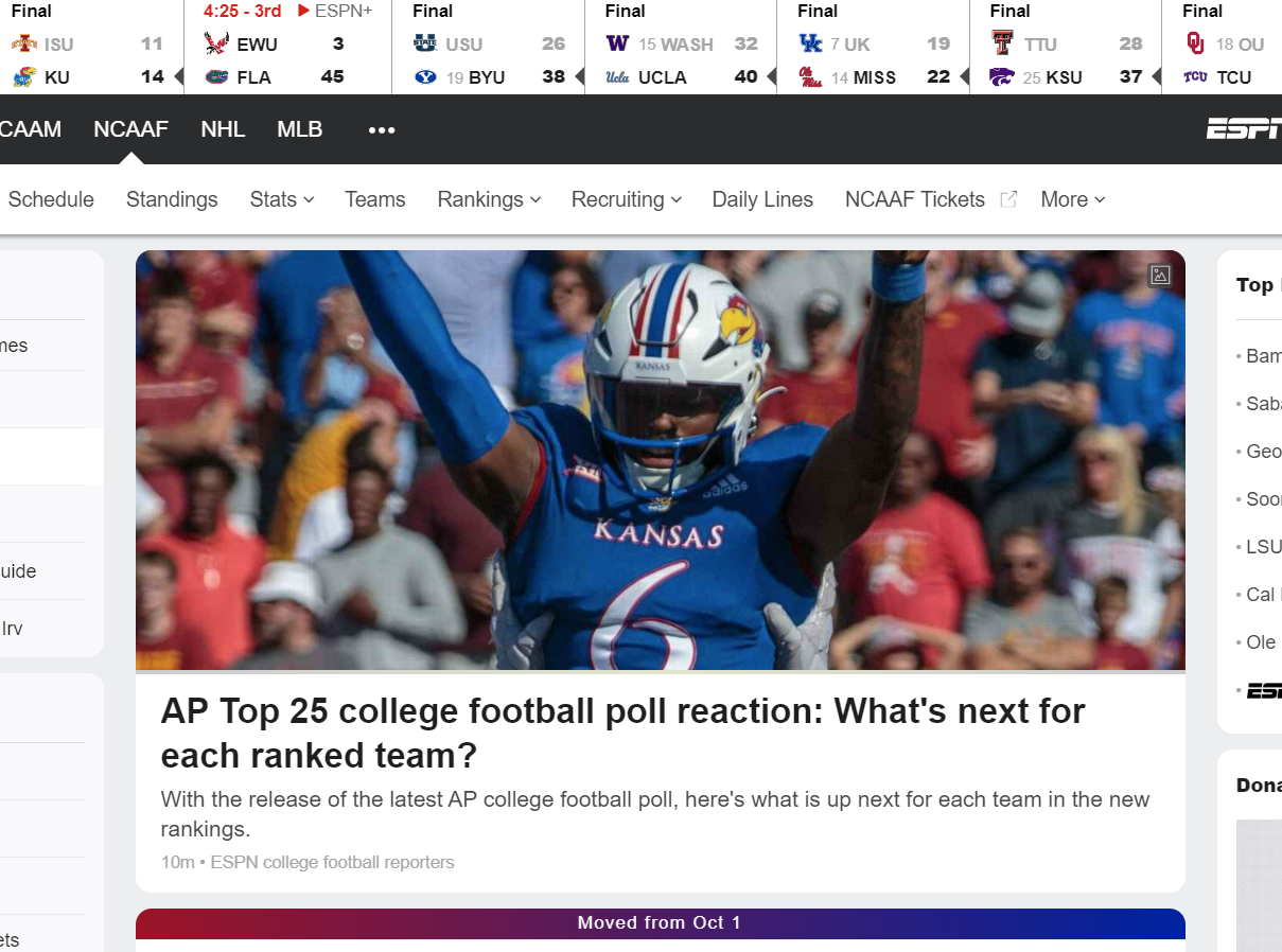 Week 5 AP Poll - JAYHAKWS #19