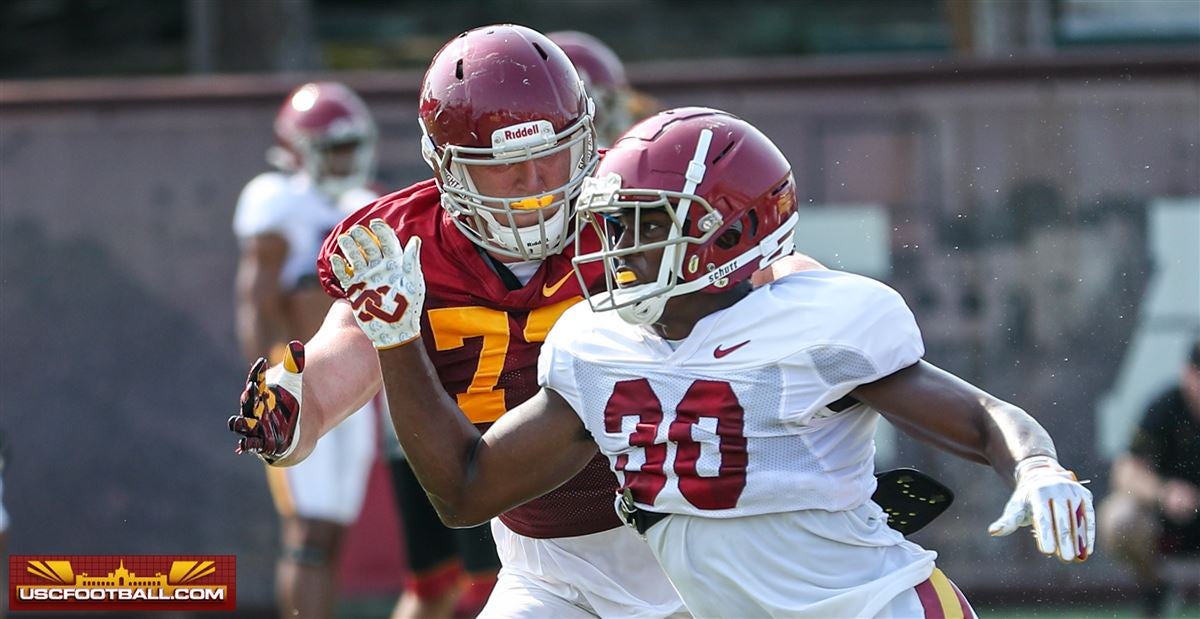WATCH: USC offensive line vs. defensive backs one-on-one drills from ...