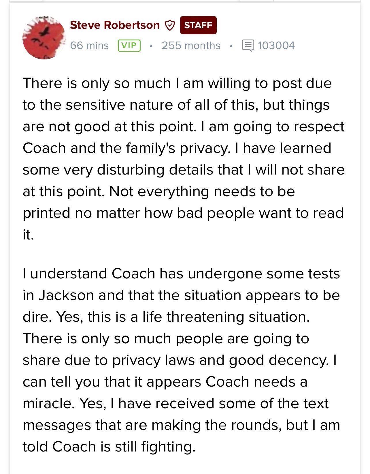 Mike Leach Hospitalized 12/13 died