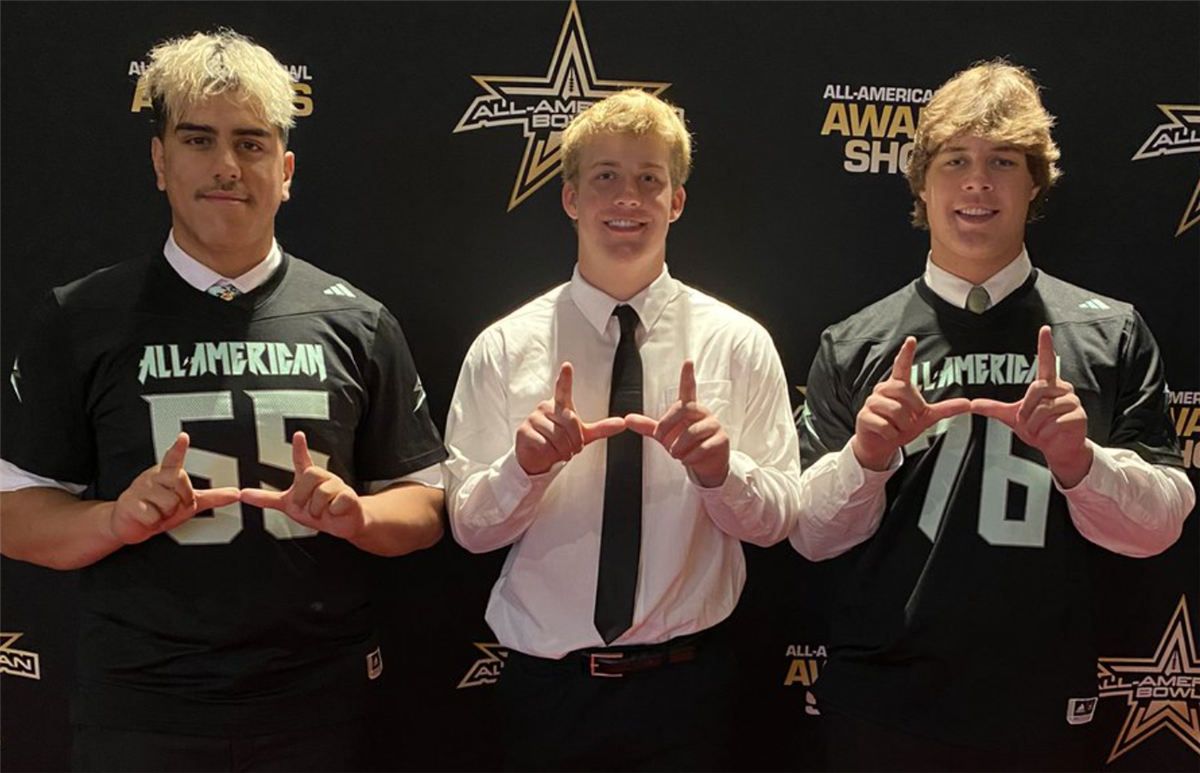 Three Utah signees Spencer Fano, Caleb Lomu, and Hunter Clegg playing ...