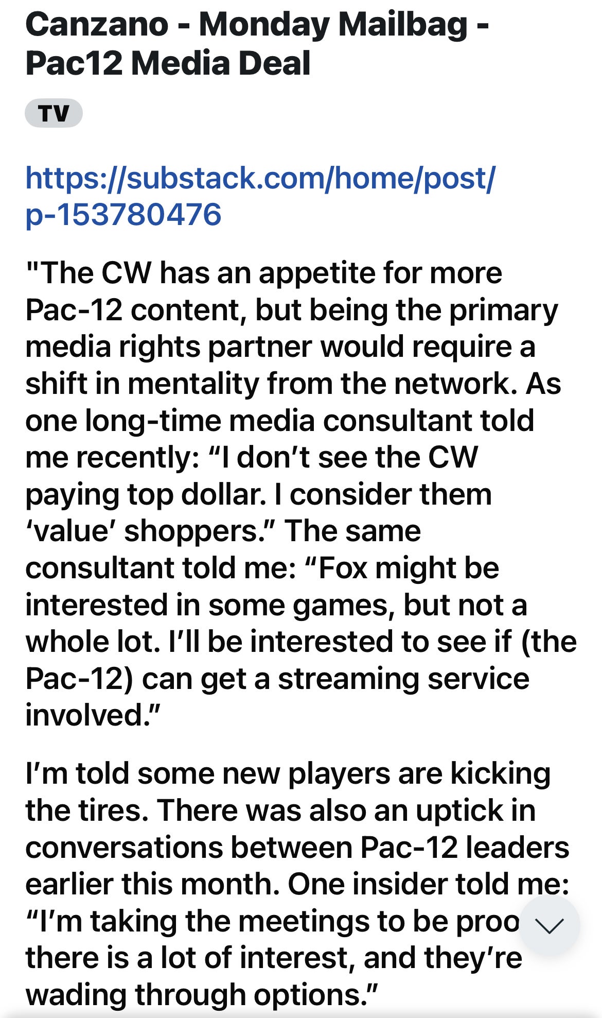 Latest Canzano on PAC media rumors