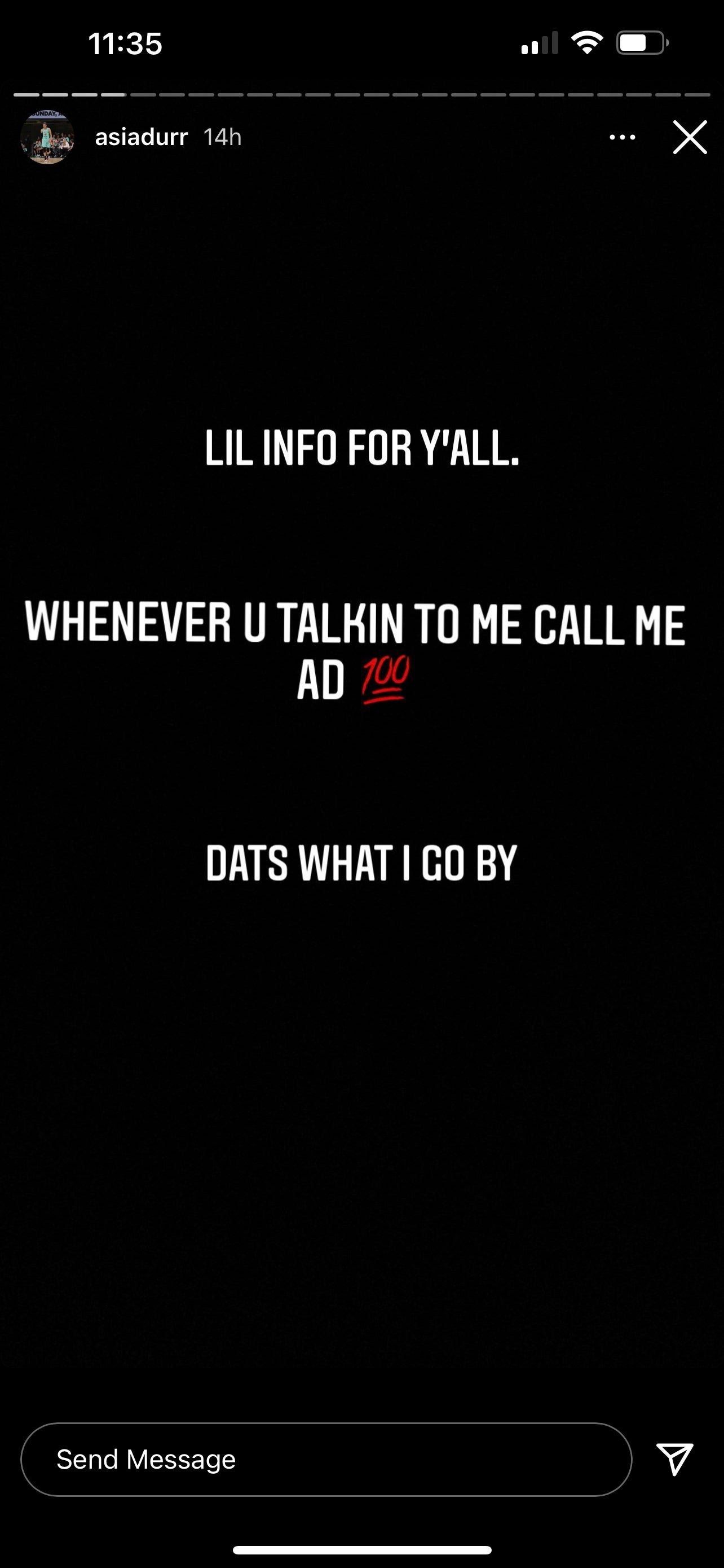 Asia Durr prefers to be called AD; Now identifies as non-binary