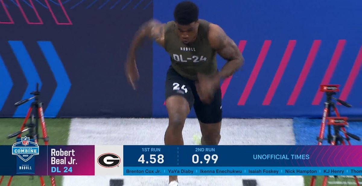 NFL Combine 2023: Georgia edge rusher Robert Beal Jr. runs 40-yard dash ...