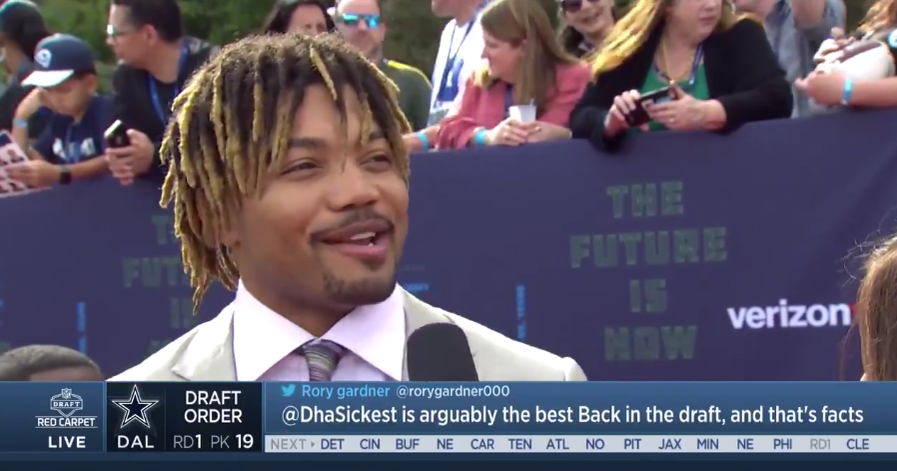 Derrius Guice on the red carpet at NFL Draft
