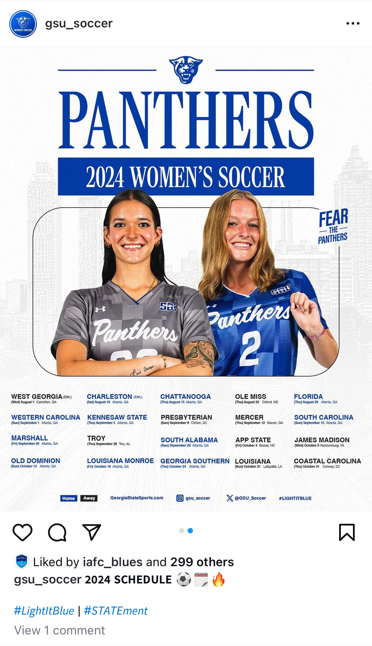 Women’s soccer schedule