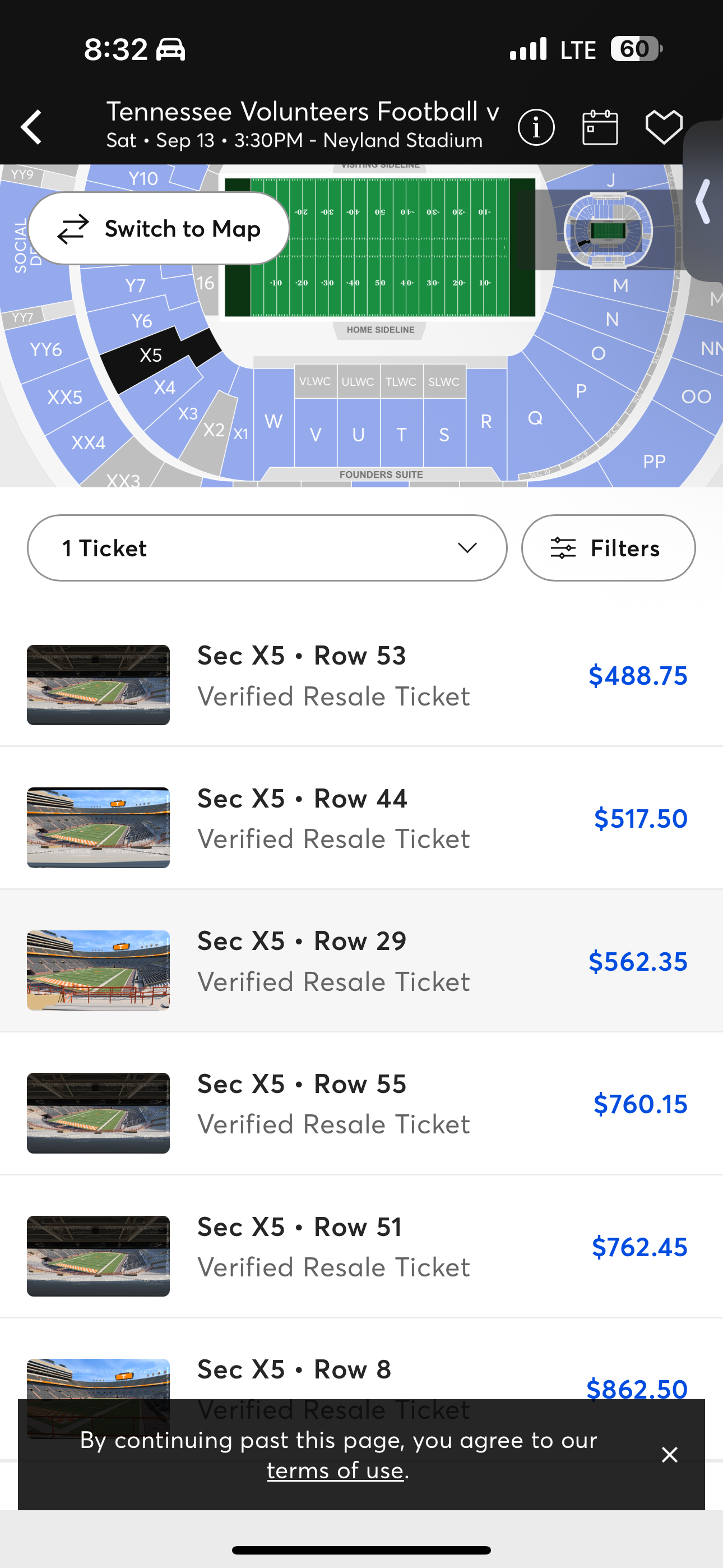 UGA ticket lower bowl