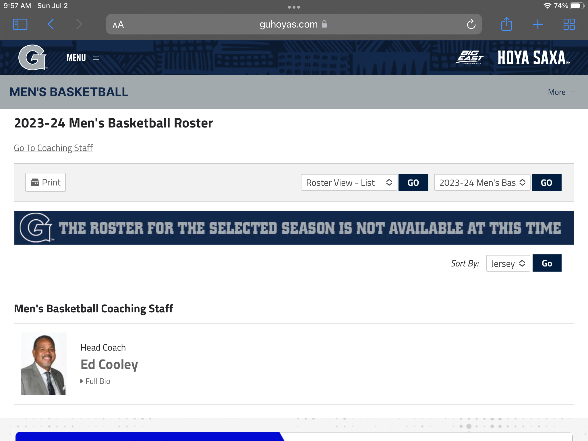 Georgetown Mens Basketball Roster