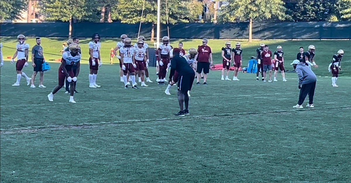 Boston College freshman Johnathan Montague Jr. getting work at new position