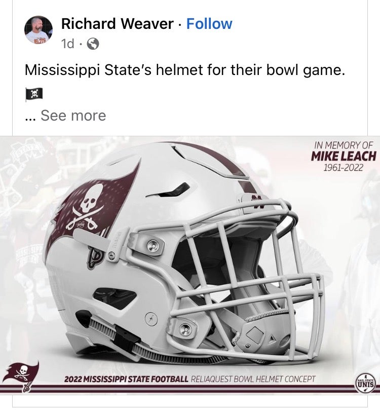 Mississippi State Helmet honoring Leach