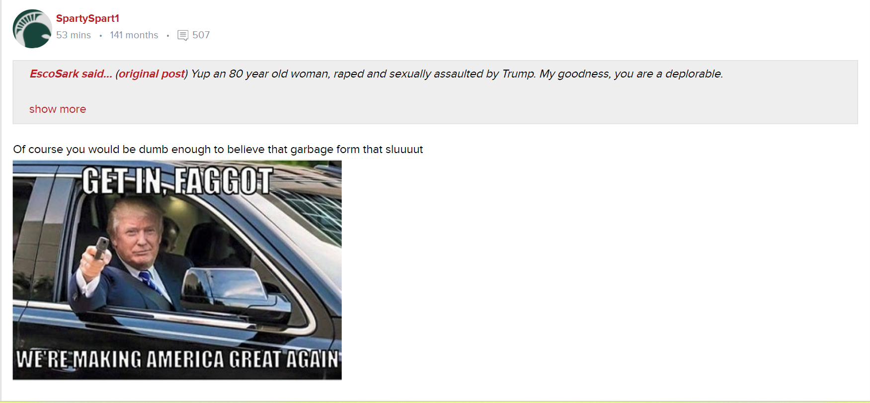 Who are the mods to monitor racist posts