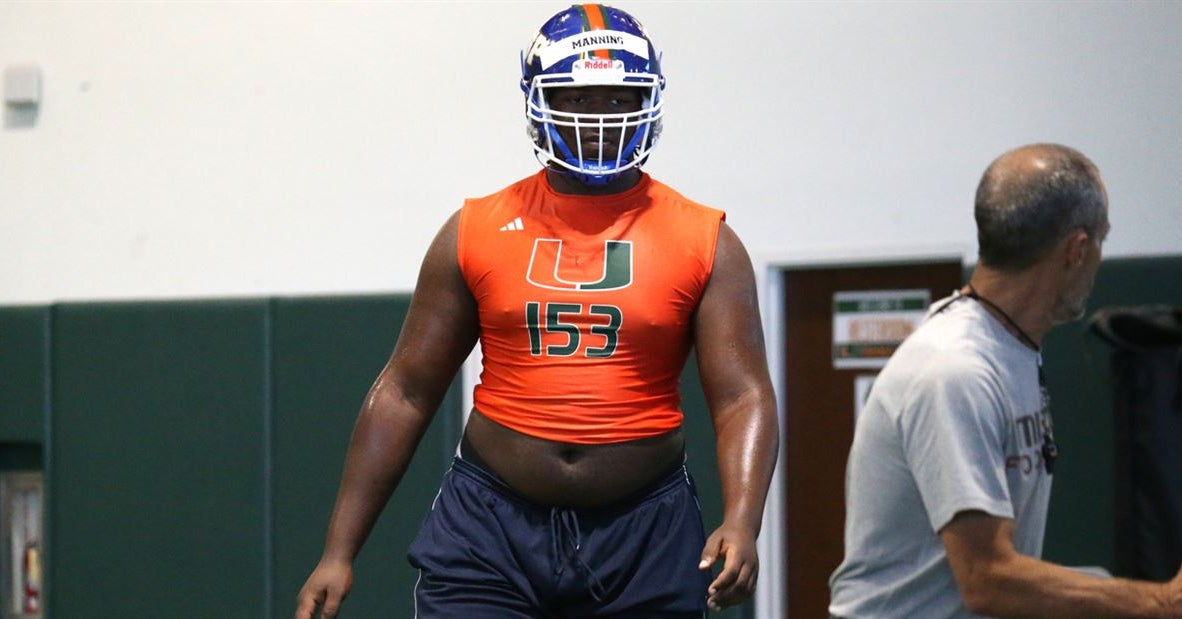 VIDEO: Miami target 2025 OL Demetri Manning at Miami Prospect Camp