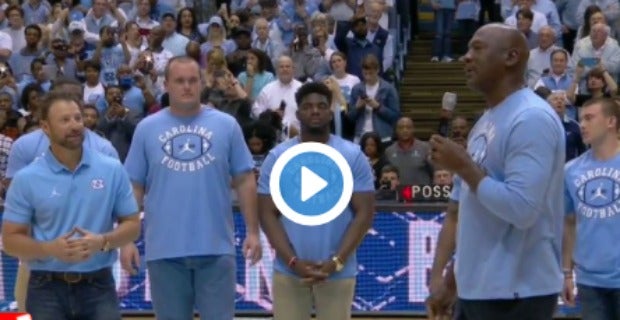 Video: Michael Jordan delivers strange message at Duke-UNC game