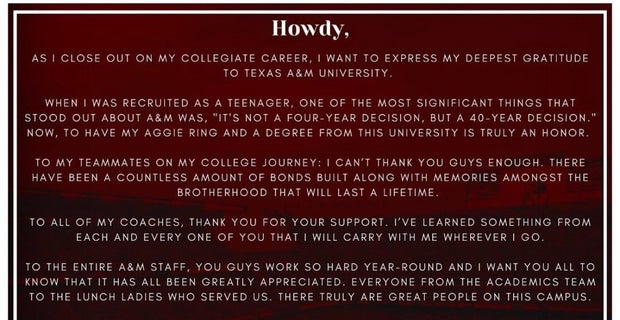 Texas A&M WR Moose Muhammad declares for the 2025 NFL Draft