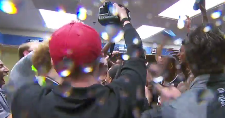 Watch South Carolina's locker room celebration after Duke win