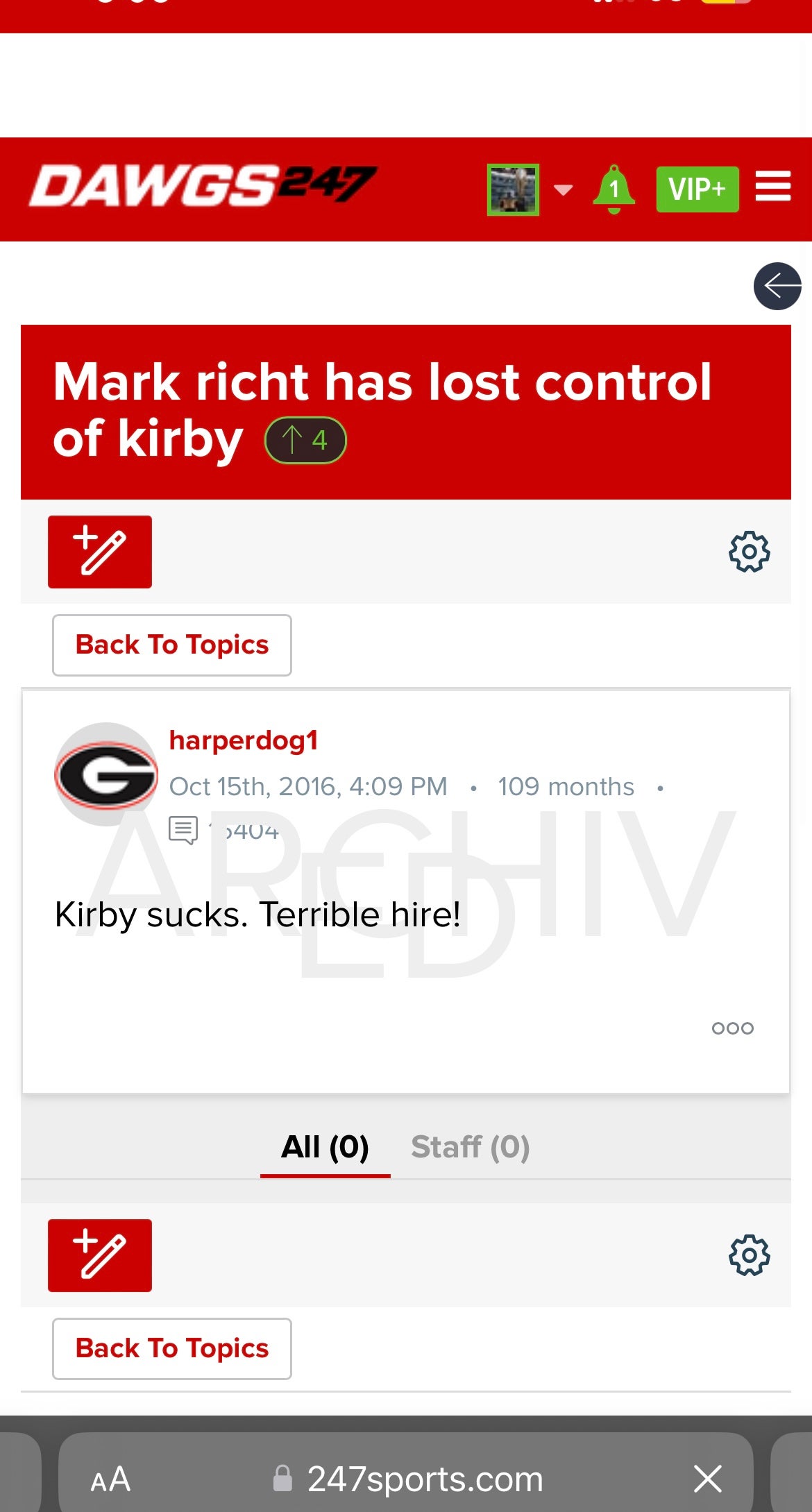 Kirby message to Earnest Greene