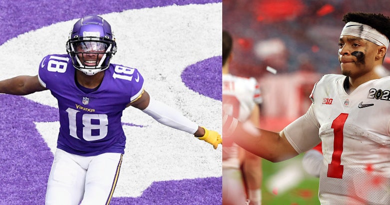 Justin Jefferson reacts to Vikings trying to trade up for Justin Fields