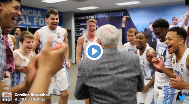 WATCH: To the title game --- UNC celebrates in the locker room