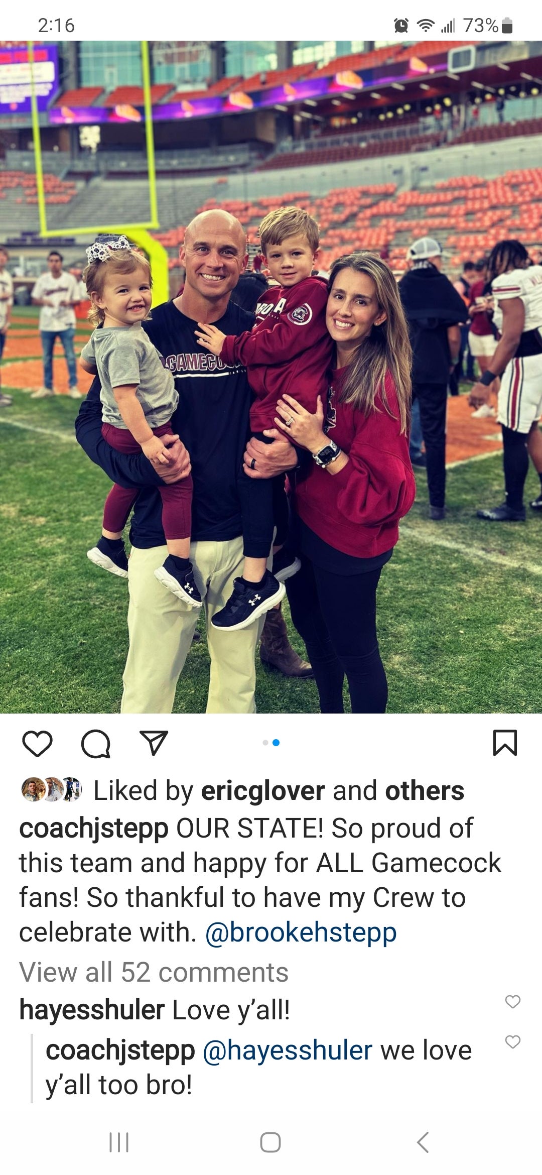 Coach Stepp with his family