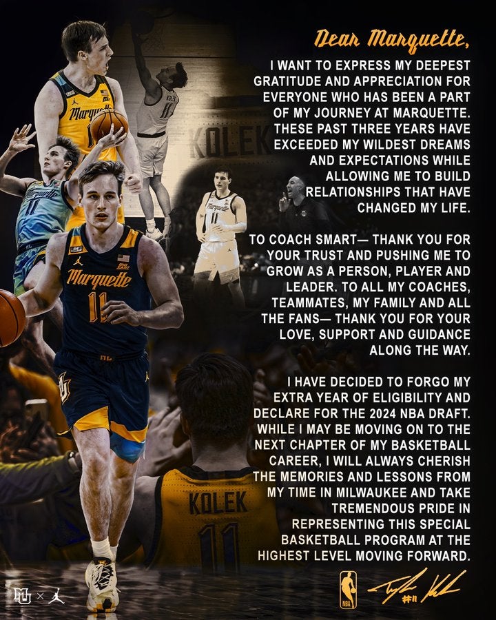 Breaking news: Tyler Kolek announces he is going to the NBA. Good Luck ...