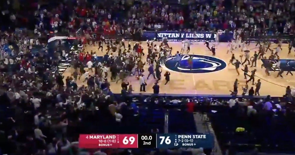 WATCH: Penn State fans storm the court after win over Maryland