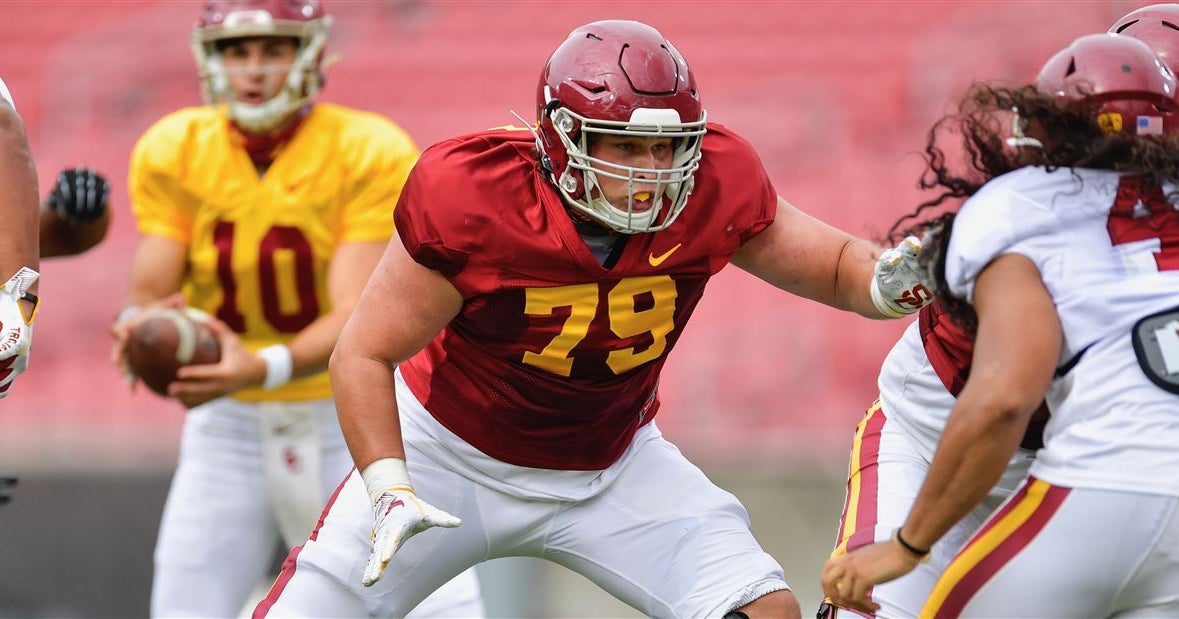 USC offensive lineman Jonah Monheim on his position group and learning ...