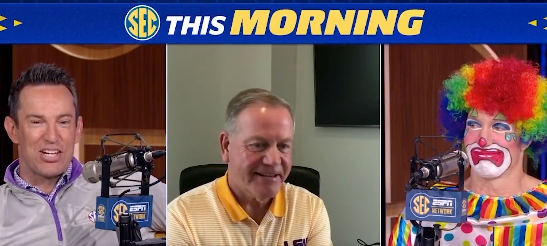 Chris Doering dresses up as clown, LSU football coach Brian Kelly ...