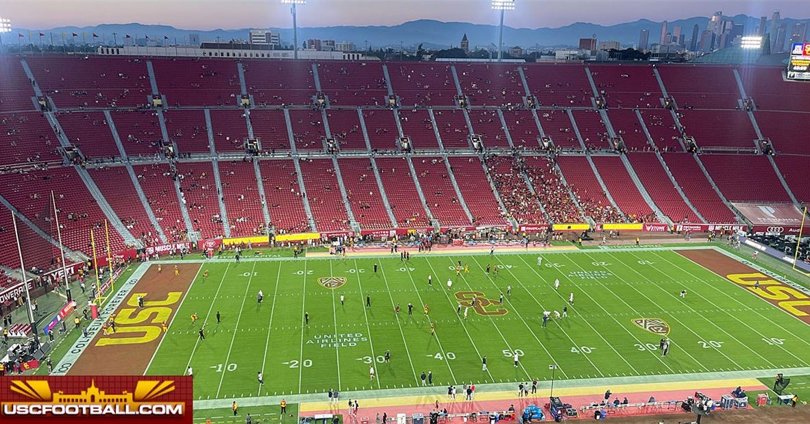 WATCH: USC vs Arizona warm-ups in the Coliseum and the USC Trojan ...