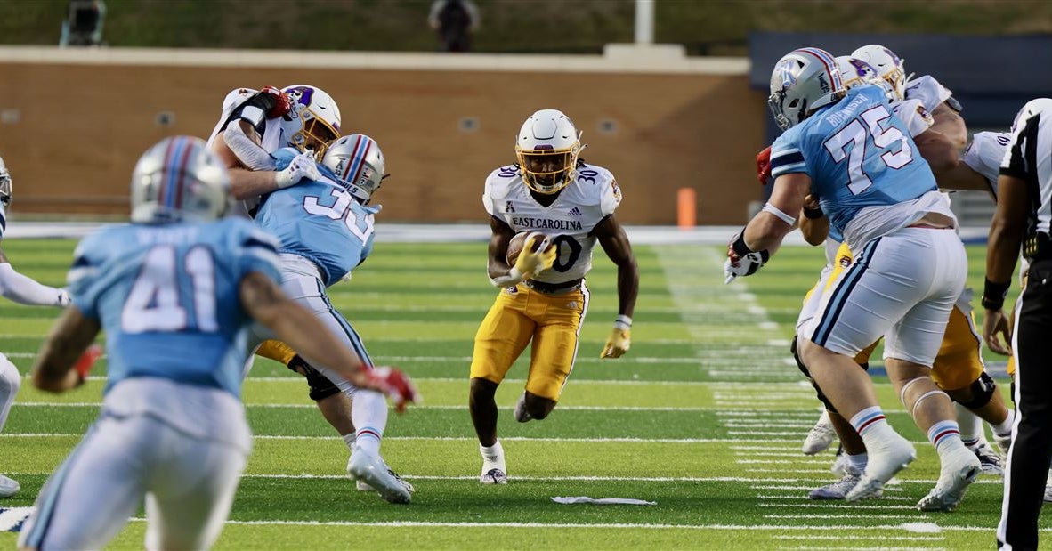 ECU RB Javious Bond injured on opening kickoff