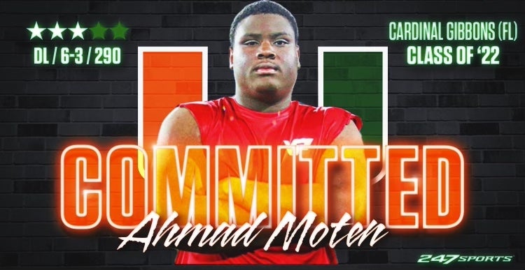 DL Ahmad Moten is staying home to play for Mario Cristobal and Miami